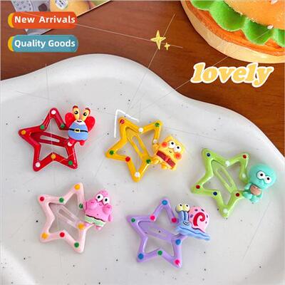 Ins star hair clips cute pentagram bb clip cartoon candy col