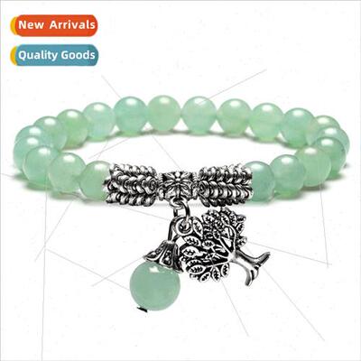 New 8MM Purple Amethyst Pink Tree fe cky Charms Stch Bracele