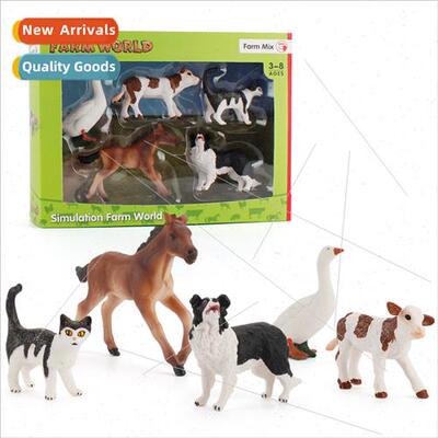 Farm animal set model children static steed cat dog calf goo