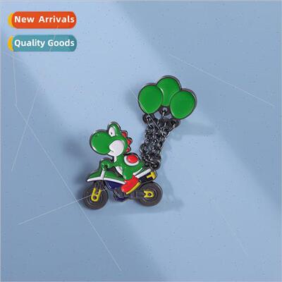 Cartoon fun riding a motorbike small dinosaur shape design s