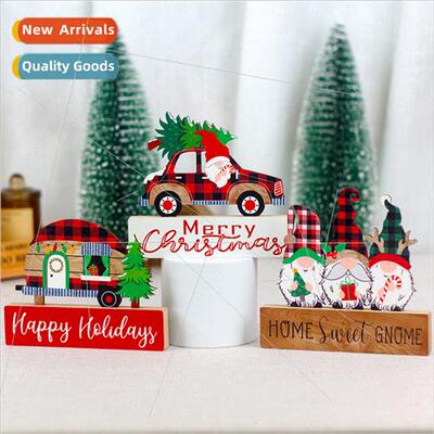 New Christmas decorations creative wooden block faceless old