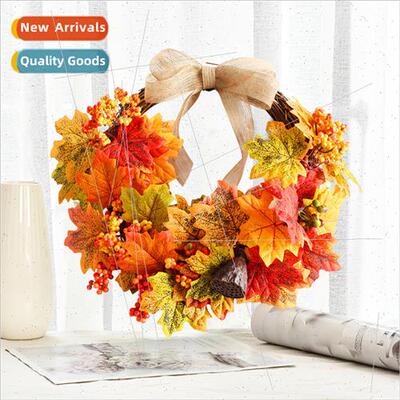 Harvest Festival Thanksgiving Faux Maple Leaf Wreath Door Ha