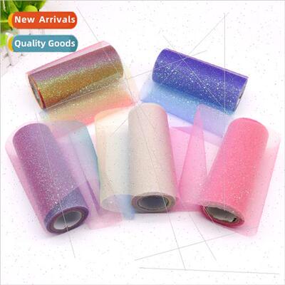 15cm*10 yards Glitter rainbow trompe loeil yarn rolls适用dol