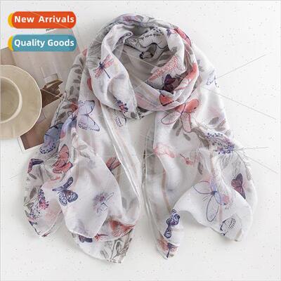 2023 spring fall new fresh sweet butterfly sequins scarf thi