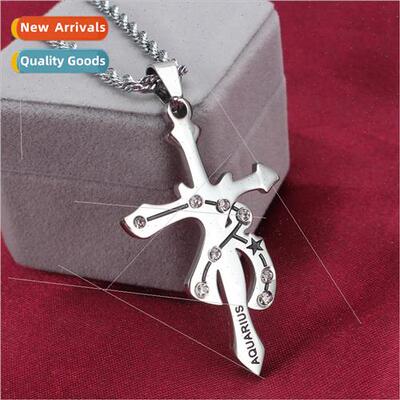 Tanium steel jewelry domineering men twelve constellations n