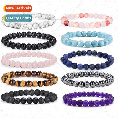 8mm obsidian tiger eye whe turquoise beads bracelet volcanic