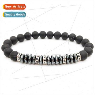Micro-set cylindrical spacer bracelet copper wh zirconia jew