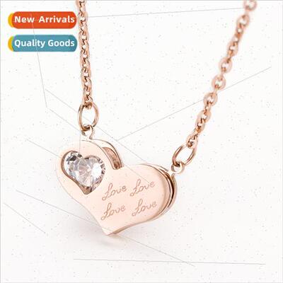 Korea ins fashion new love set zirconium rose gold necklace