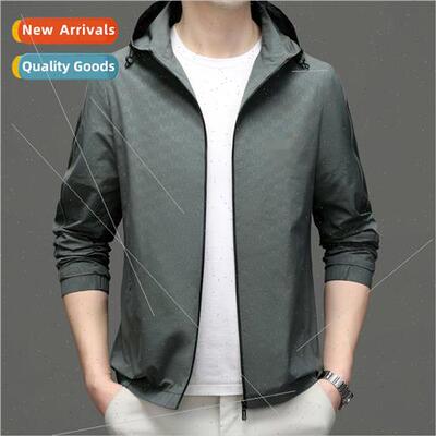 Men Checkerboard Removable Hood Fashion Hugh Printed Jacket