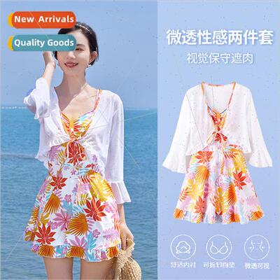New womens swimsu slightly transparent sexy two-piece swimsu