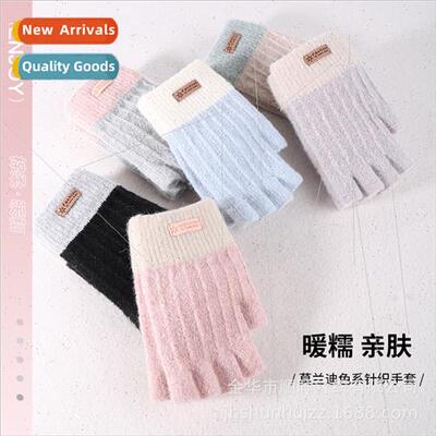 new fall winter women warm knted leaky finger ins gloves cou