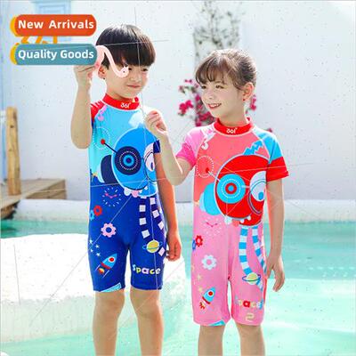 Childrens swimsus boys one-piece flats short-sleeved teenage