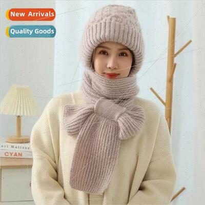 Hat women fall winter squirrel velvet hat scarf all-in-one w