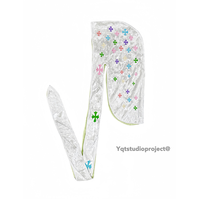 Yqtstudio自主定制美式嘻哈仿真丝绒绣花满天星durag头巾男女潮