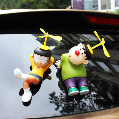 飞行胖虎竹蜻蜓车载大雄摆件车顶装饰玩偶手办汽车后备箱卡通公仔