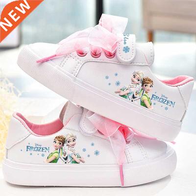 girls frozen princess white Bow canvas shoes non-slip soft b