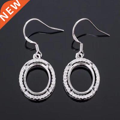 Classic Sterling Silver Hook Earrings Bezel Cabochon Gemston