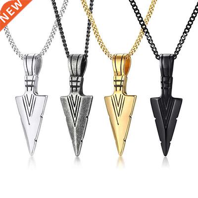 Men's Design Matte Black Long Necklace with Arrow Pendant Je