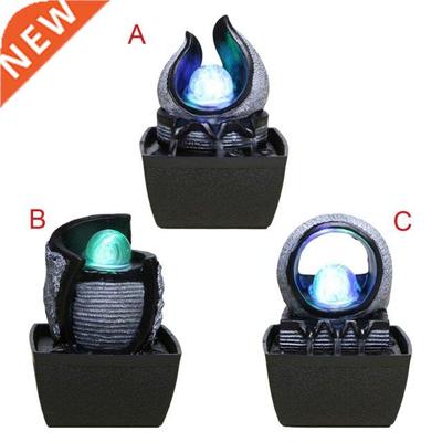 Resin Waterfall Fountain with LED Lights Desktop Decor Feng