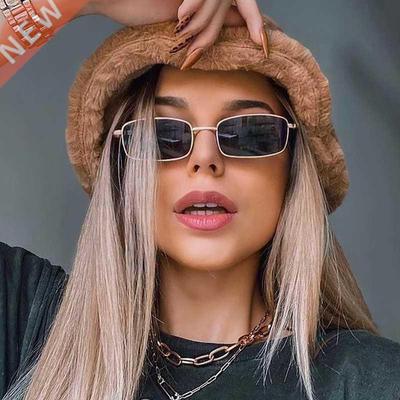 Classic Vintage Rectangle Sunglasses Woman Retro Shades Cand