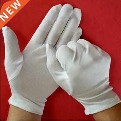 1 Pair Medium Thick White Cotton Polyester Gloves Lab Sanita