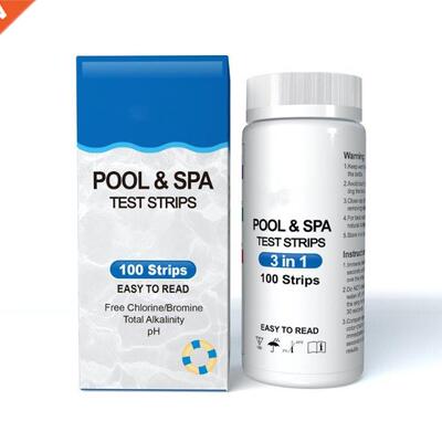 100 Pcs Water Test Strps 3-n-1 Swmmng Pool Water Qualty