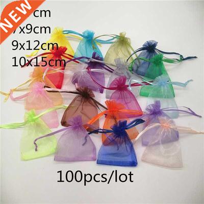 100pcs/lot 5x7/7x9/10x15cm Organza Jewelry Bags Pouch Organz