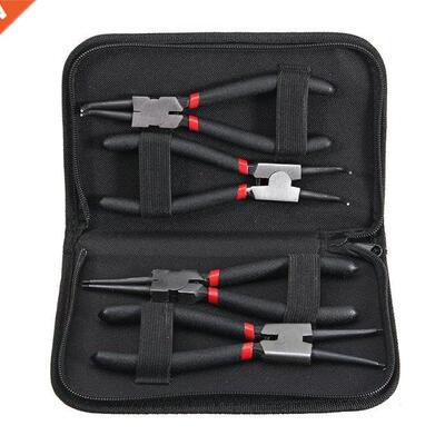 4pcs Portable 7in Circlip Pliers Set Long Nose Pliers Staigh
