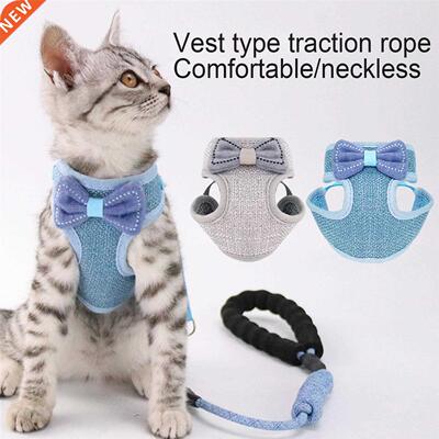 pet Soft Adjuable Dog Harness Ve Che rap Cat Bowknot