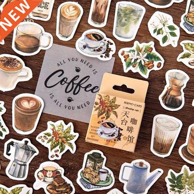 45pcs/pack Vintage Rooftop Coffee Shop Stickers Set Scrapboo
