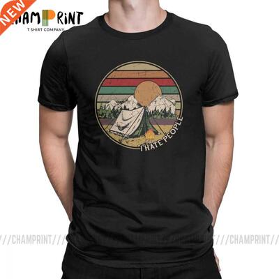 Love Camping I Hate People Vintage Funny T Shirts for Men C