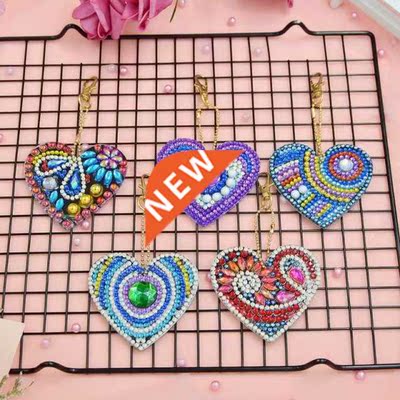 5pcs/set 5D  Diamond Painting Keychain Pendant Full Drill