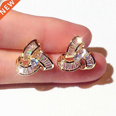 Top Quality Bling AAA Zircon Earrings Exquisite Cycle Round