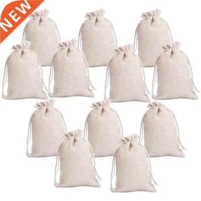 12Pcs Small Cotton Drawstring Bags Reusable Muslin Cloth Gif