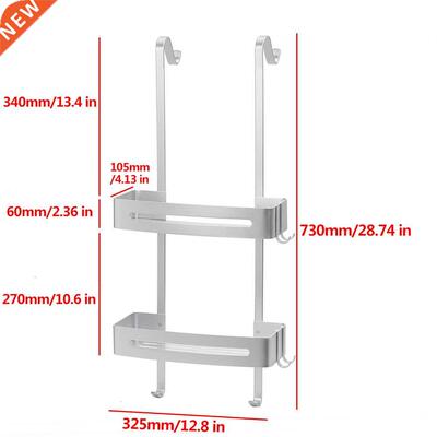 Black Silver Hanging Bath Shelves Bathroom Shelf Organizer N