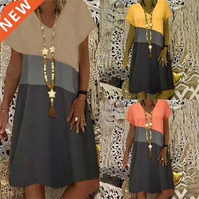 Short Sleeve Dress Elegant Plus Size Patchwork Casual Dress