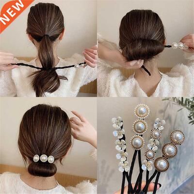 Vintage Shell Pearl Hairpin Bun Hairstyle Hair Stick Women E
