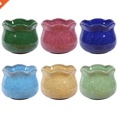 Ceramic Ice Crack Texture Succulent Planter Container Wide A