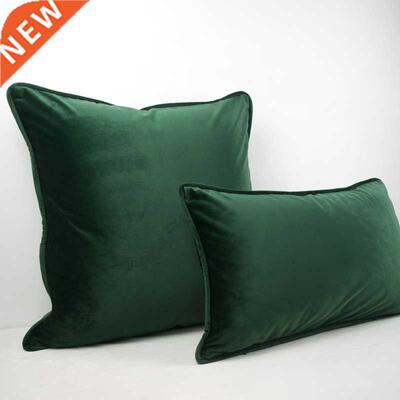 High Quality Green Black Piping Design Velvet Cushion Cover