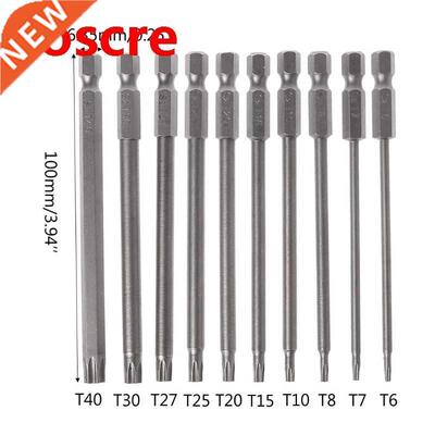 10Pcs/Set 100mm 1/4Inch Hex Shank Magnetic Head Torx Screwdr