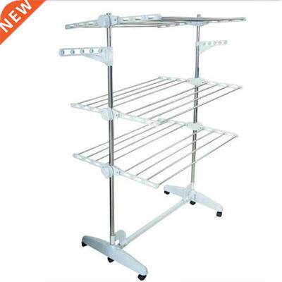 Foldable Three-layer Moble Dryng Rack Storage Stands On Wh