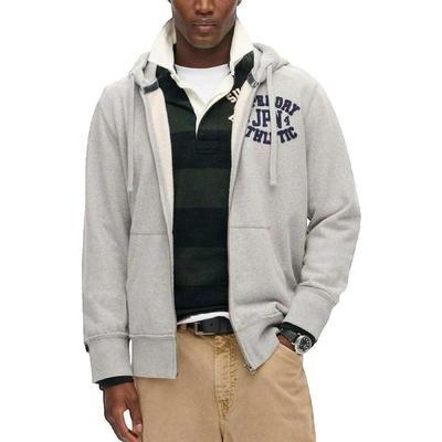 代购Superdry男士卫衣保暖舒适连帽棉质日常休闲外套复古学院