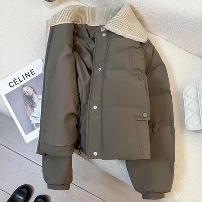 LILY MOST韩版时尚奶灰色短款羽绒服冬季2025新款小个子90白鸭绒