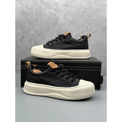 潮男真皮覆古厚底板鞋男士2025春秋新款轻便百搭休闲鞋简约小白鞋