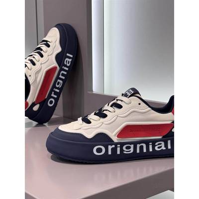 潮男透气爆款低帮厚底板鞋春秋新款网面百搭小白鞋网红休闲运动鞋