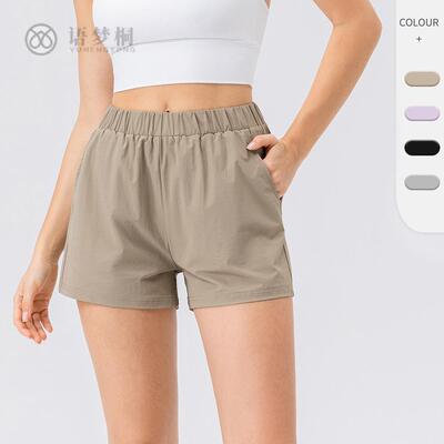 欧美宽松运动短裤女松紧高腰速干