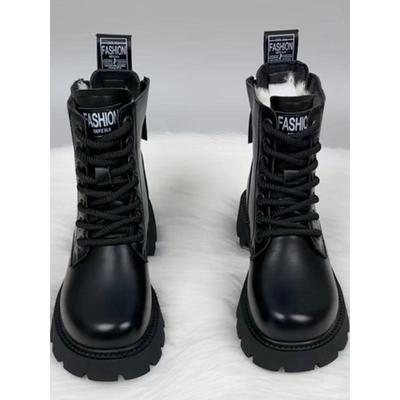 潮牌皮毛一体雪地靴女冬马丁靴防寒保暖羊羔绒棉鞋加绒加厚底棉靴