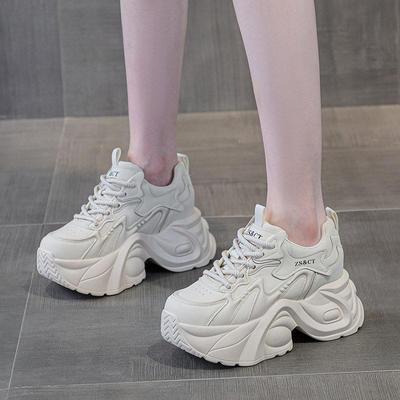 西瑞真皮厚底7CM老爹鞋女2025秋冬新款加绒显脚小增高休闲 运动鞋