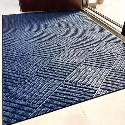 蓝色入户门地毯可裁剪门口地垫门外高级深蓝色室外脚垫防滑门垫