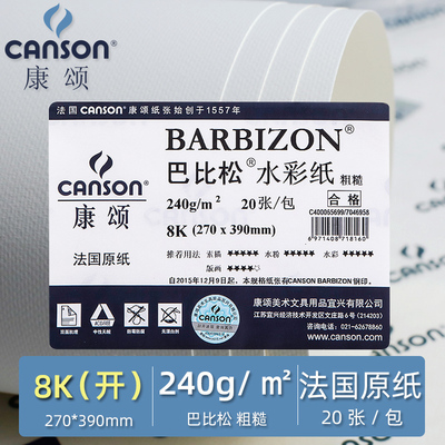 8开CANSON/康颂水彩纸包邮粗纹